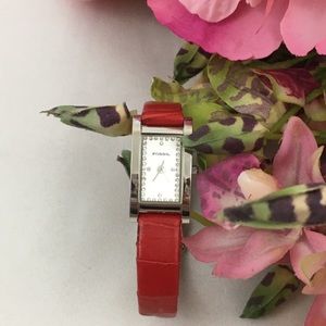 Fossil | Accessories | Vintage Fossil Red Leather Strap Watch | Poshmark